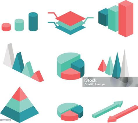 등각 투영 평면 3d Infographic 요소 데이터 아이콘 및 디자인 요소 원형 차트 레이어 그래프 및 피라미드형
