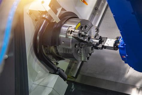 The Cnc Lathe Or Turning Machine Use The Robot Arm Stock Image Image Of Pattern Machining
