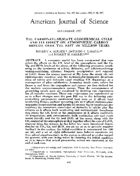 Pdf The Carbonate Silicate Geochemical Cycle And Its Effect On Atmospheric Carbon Dioxide Over