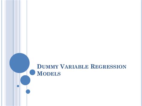Pdf Dummy Variable Regression Models