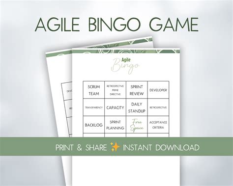 Agile Bingo Game Retrospective Activities Scrum Master Software