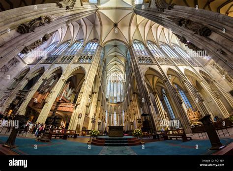 Stained Glass Window At Cologne Cathedral Kolner Dom Hi Res Stock