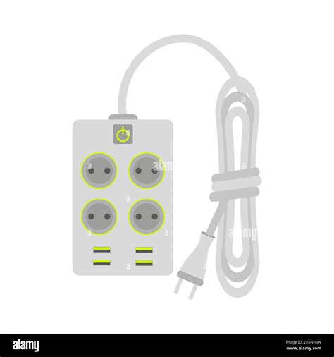 Power Surge Protector Extension Cord White Flat Multifunction