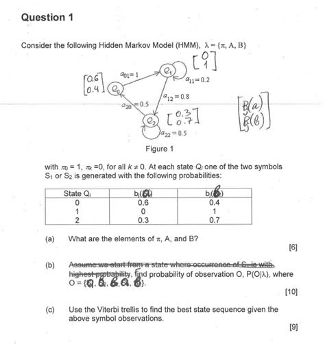 question 1 consider the following hidden markov model