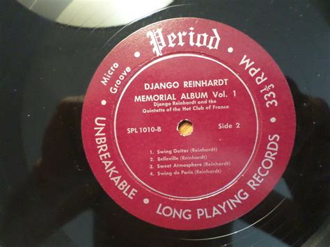 Period 10 33 Lp Record Spl 1010 Django Reinhardt Memorial Volume 1 Ex Dg Vinyl