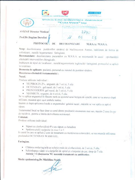 Protocol Decolonizare Mrsa Pdf