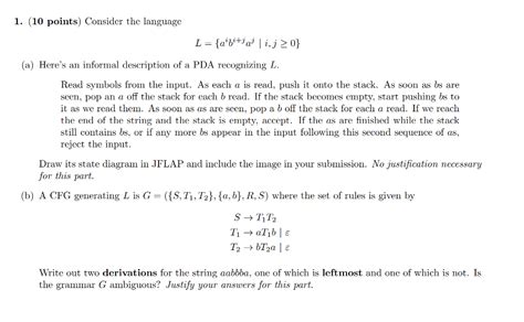 solved 1 10 points consider the language a here s an