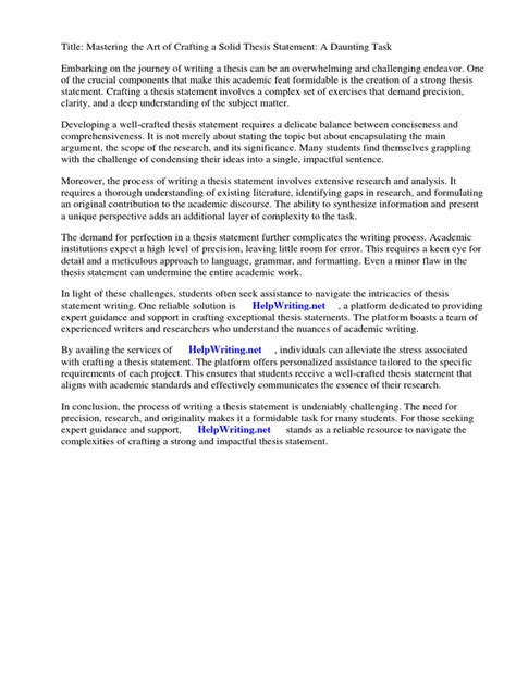 Exercises On Writing A Good Thesis Statement Pdf Essays Thesis