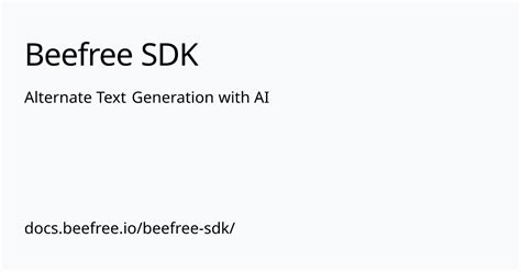 Alternate Text Generation With Ai Beefree Sdk