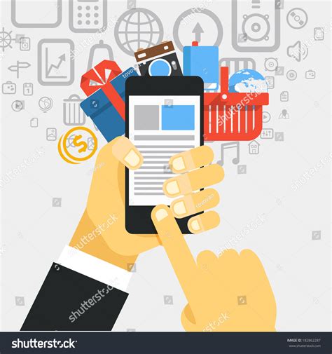 Mobile Commerce Concept Illustration Design Elements Stock Vector Royalty Free 182862287