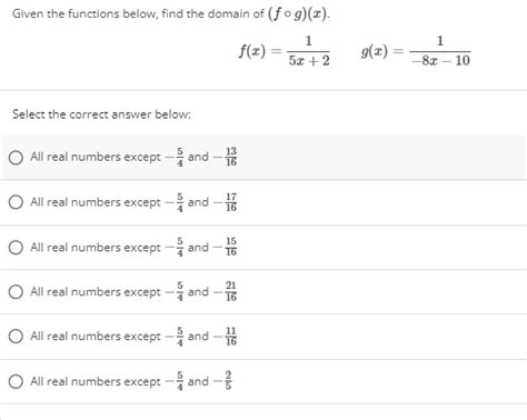 Solved Given The Functions Below Find The Domain Of