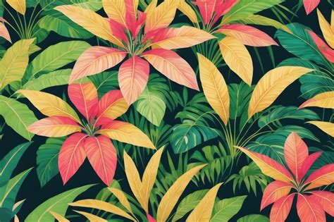 Premium Photo A Seamless Pattern With Tropical Plants And Leaves