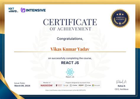 Vikas Kumar Yadav On Linkedin Nxtwaverahulattulurisir Ccbpintensive Reactjsdeveloper