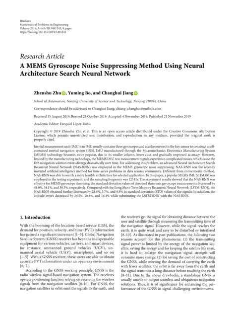 Pdf A Mems Gyroscope Noise Suppressing Method Using Neural Architecture Search Neural Network