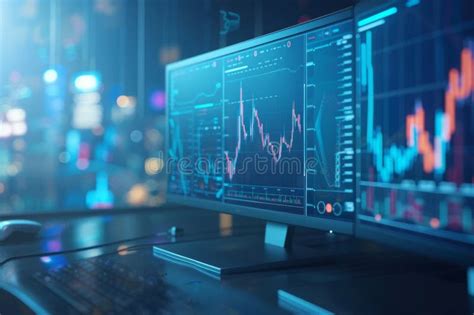 Financial Analytics Displayed On Modern Computer Screens With Charts