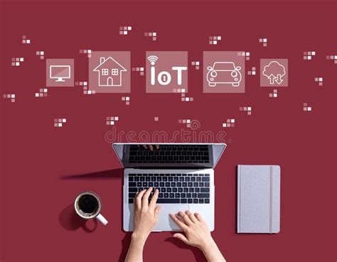 IoT Theme With Person Using A Laptop Stock Photo Image Of Office Cloud