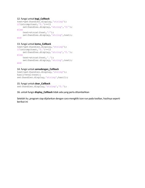 Membuat Program Kalkulator Sederhana Dengan Matlab DOCX