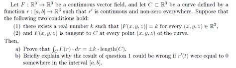 Solved Let F R R Be A Continuous Vector Field And Let Chegg