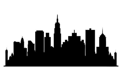 색 배경에 검은색 도시 스카이 라인 실루 터 프리미엄 벡터