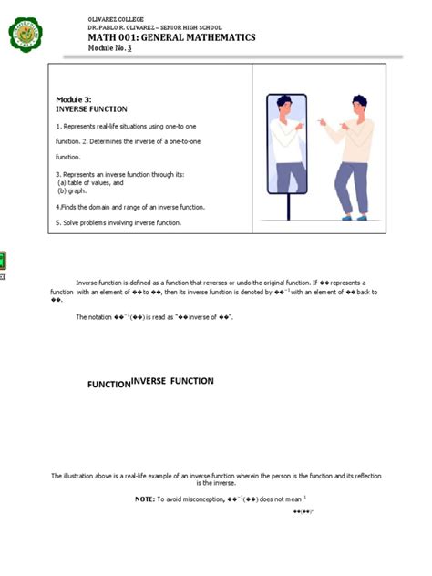 Module 4 Inverse Function Pdf Function Mathematics Mathematical