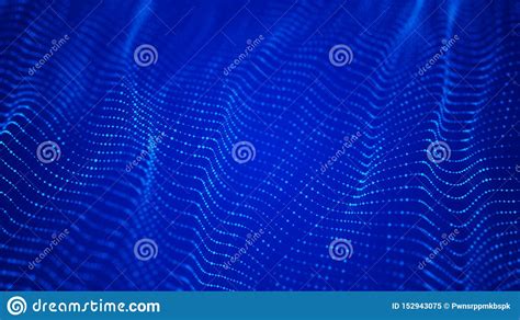 Wave 3d Wave Of Particles Abstract Blue Geometric Background Big Data Visualization Data