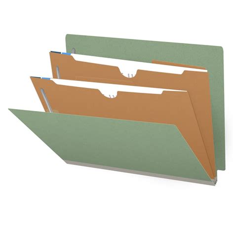 A Green Letter Size End Tab Two Pocket Divider Classification Folder With Dove Gray Tyvek