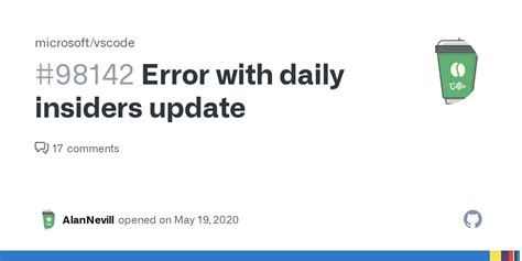 error with daily insiders update · issue 98142 · microsoft vscode · github