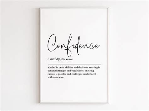 Confidence Definition Printable Wall Art Digital Download Confidence Ts Motivational