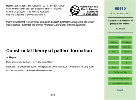Pdf Constructal Theory Of Pattern Formation