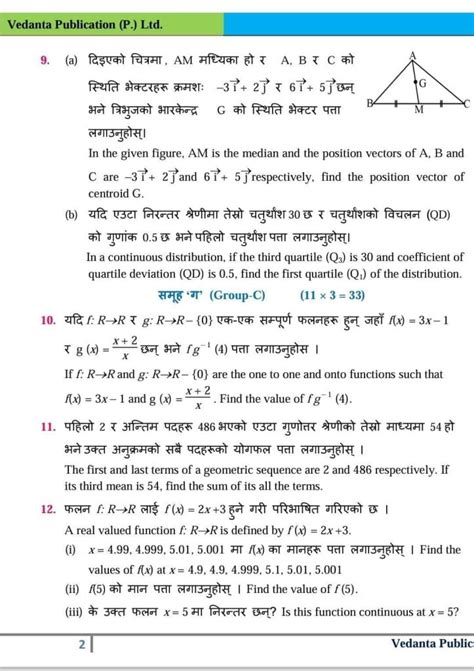 Class 10 SEE Opt Math Model Question 2080 Specification Grid