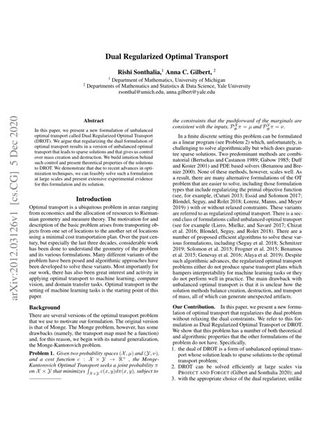 Pdf Dual Regularized Optimal Transport