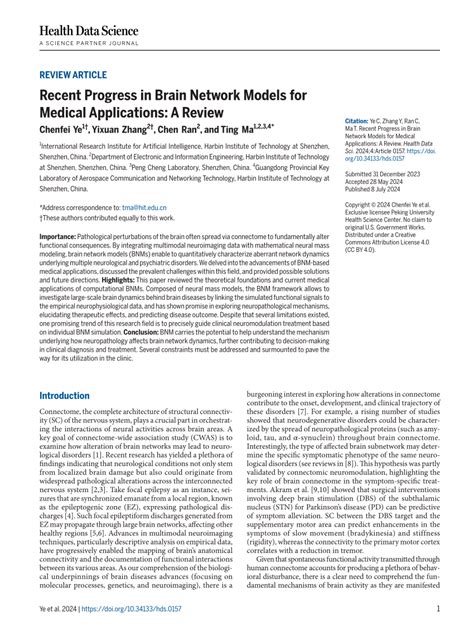 Pdf Recent Progress In Brain Network Models For Medical Applications