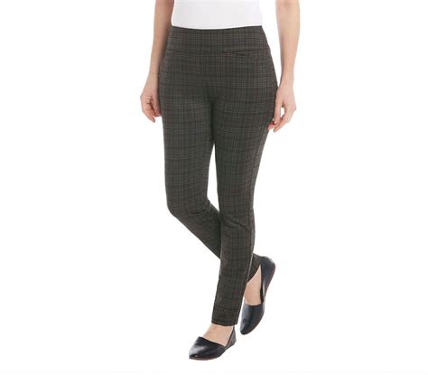 Dalia Womens Pull On Ponte Pant 4 Way Stretch Fabric Multi Plaidx