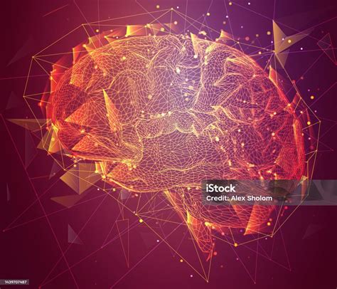 3차원 벡터 사이버 두뇌 신경망 메가 데이터 처리 템플릿 인터페이스 디자인 빨강에 대한 스톡 벡터 아트 및 기타 이미지 빨강 시냅스 3차원 형태 Istock