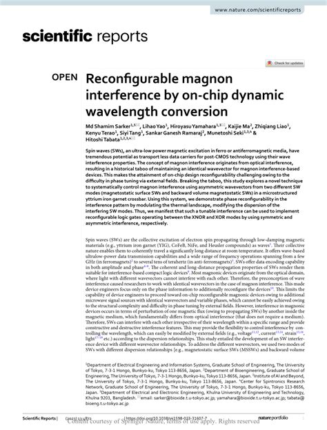 Pdf Reconfigurable Magnon Interference By On Chip Dynamic Wavelength Conversion