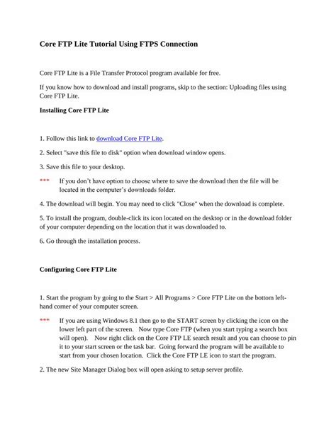 Pdf Core Ftp Lite Tutorial Using Ftps Connection Ftp Lite Tutorial