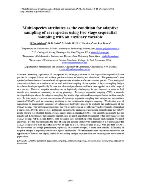 multi species attributes as the conditio pdf sampling statistics