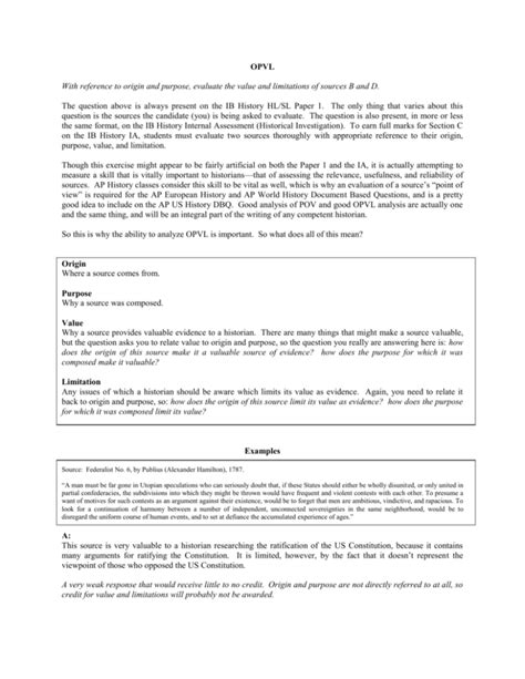Opvl Analysis Evaluating Historical Sources