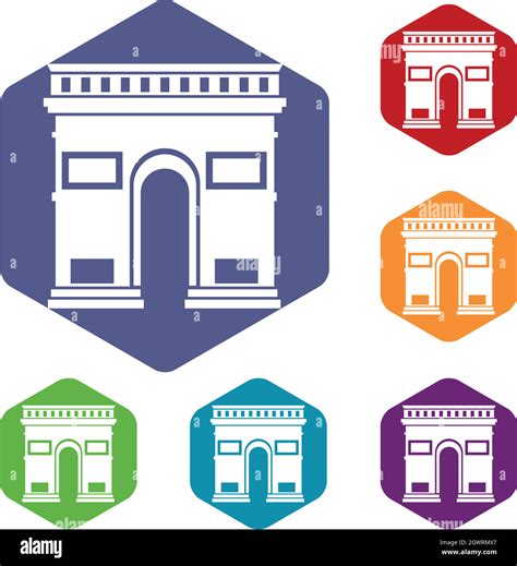 triumphal arch icons set stock vector image and art alamy