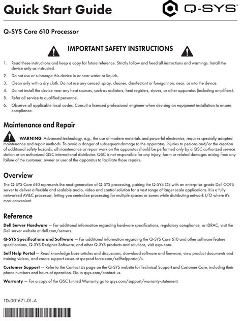 Q Sys Core 610 Quick Start Manual Pdf Download Manualslib
