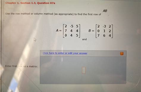 solved chapter 1 section 1 3 question 07a ab use the row