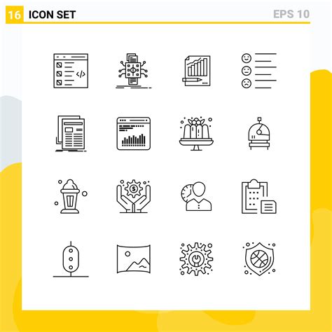 16 Universal Outline Signs Symbols Of Format Graph Processing Chart