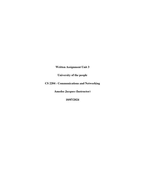 Written Assignment Unit Pdf Code Information And Communications