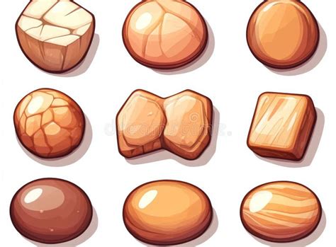 Wooden Game Interface Components Featuring A Natural Grain Texture A Collection Of Rectangular