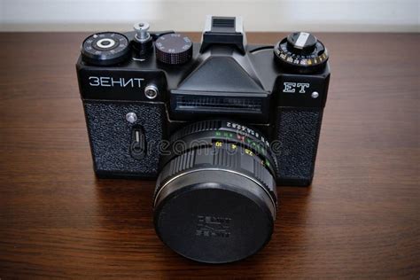 Soviet Analog Mm SLR Film Camera Zenit ET With Helios M Mm Lens Editorial Image