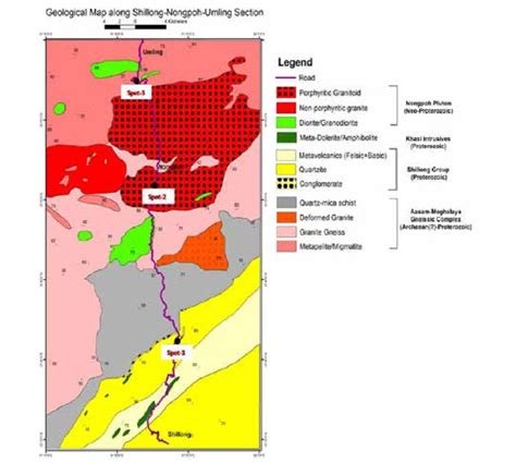 43 Geological Map Of Shillong Nongpoh Umling Showing Road Section And Download Scientific