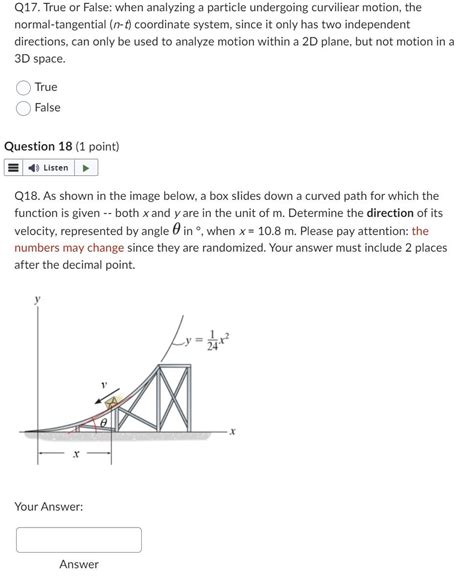 Solved Q True Or False When Analyzing A Particle Chegg