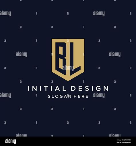 Bl Monogram Initials Logo Design With Shield Icon Template Stock Vector Image And Art Alamy