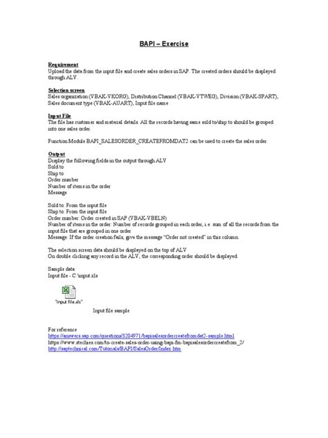 Bapi Sales Order Exercise Ex Pdf