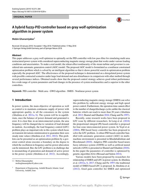 A Hybrid Fuzzy Pid Controller Based On Gray Wolf Optimization Algorithm In Power System